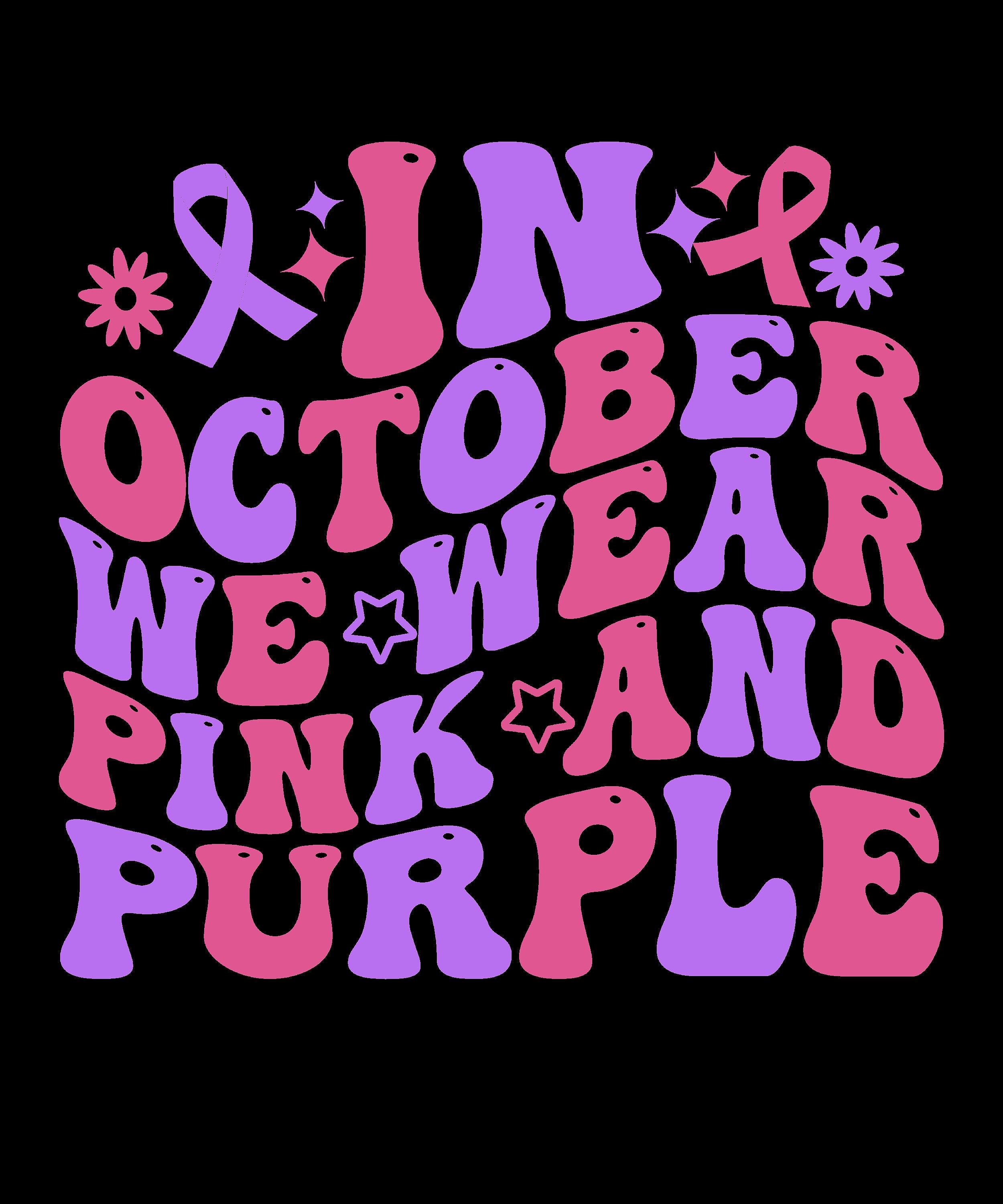 In October We Wear Pink and Purple SVG Png, Domestic Violence Breast ...