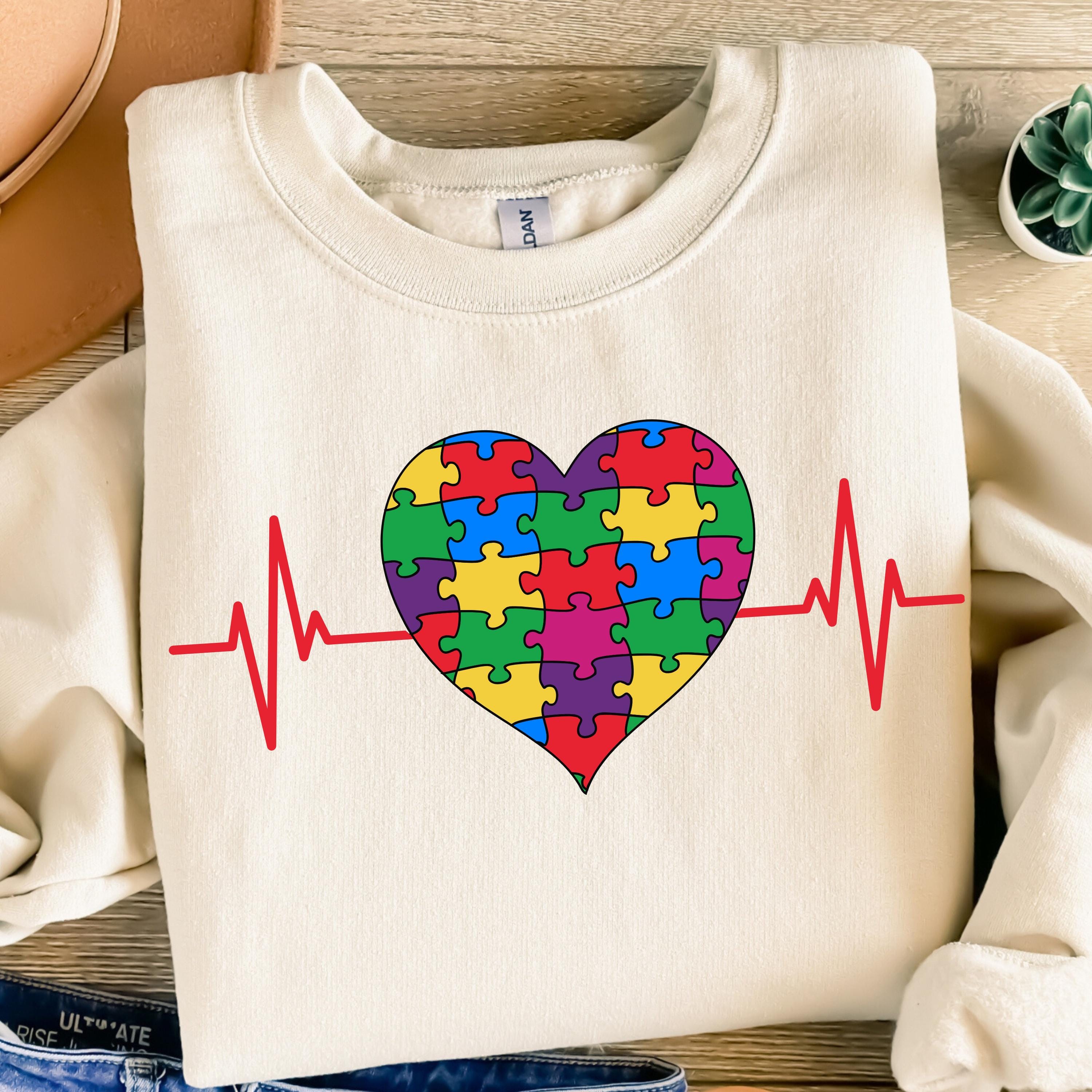 Autism Awareness Heart Svg Png, Love Heart Puzzle Acceptance Autistic ...