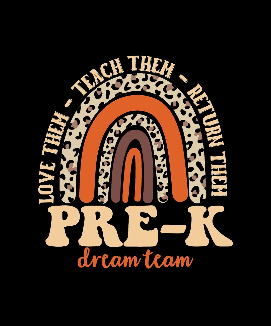 Prek Dream Team Retro Leopard Rainbow Svg Png,back to School Teacher ...