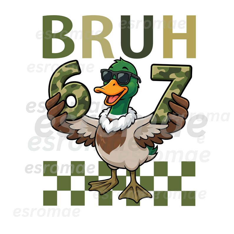 Funny Six Seven Meme Duck Kids Bruh Png, 67 Camo Hunting - Etsy