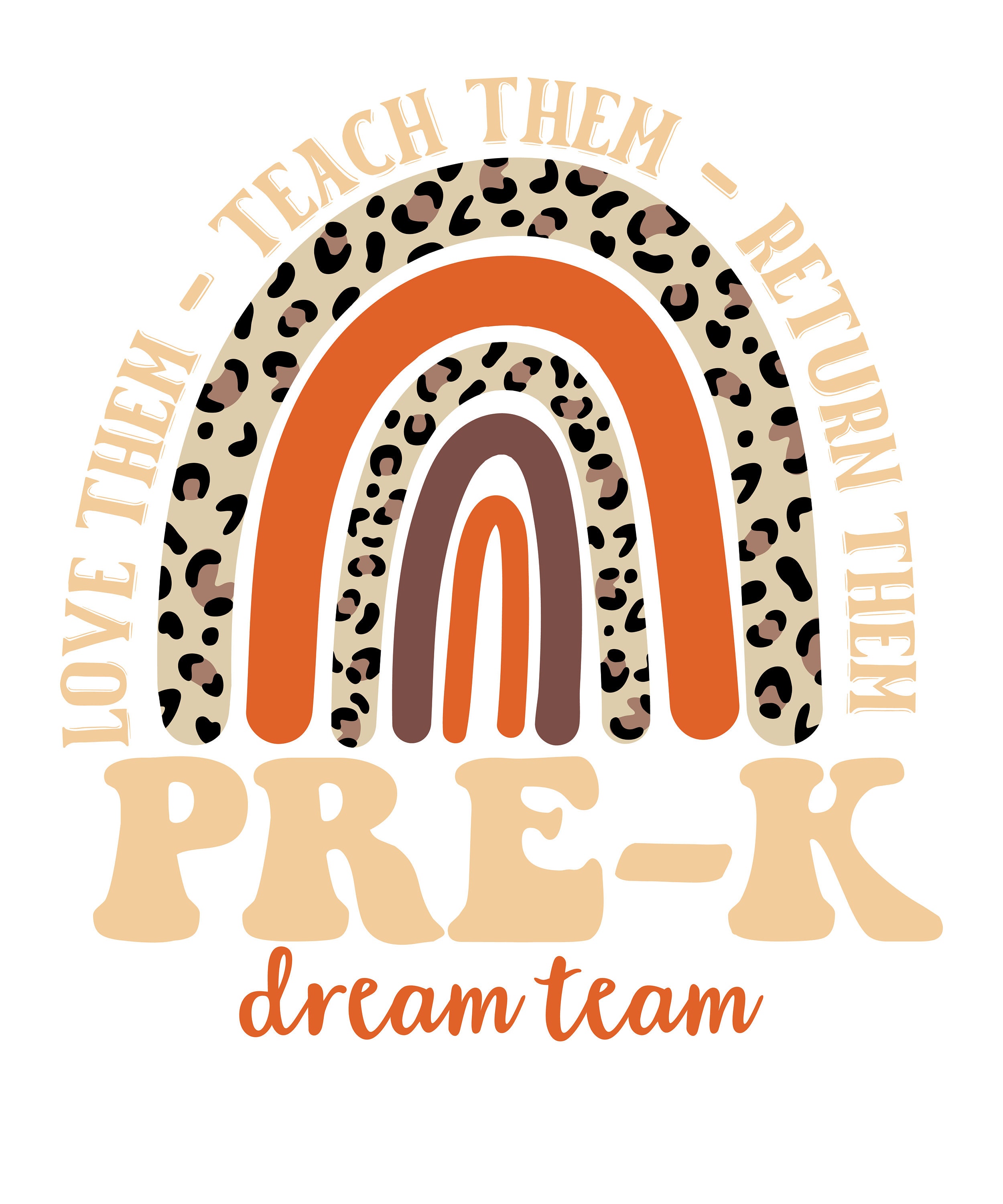 Prek Dream Team Retro Leopard Rainbow Svg Png,back to School Teacher ...