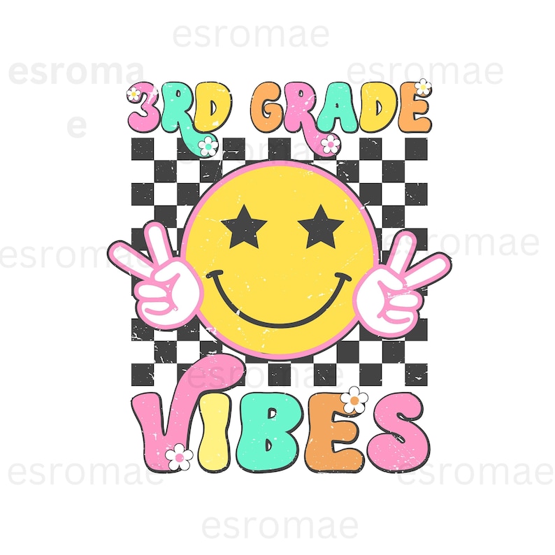 Third Grade Vibes Smile Face Svg Png, Back to School 3rd Grade PNG ...