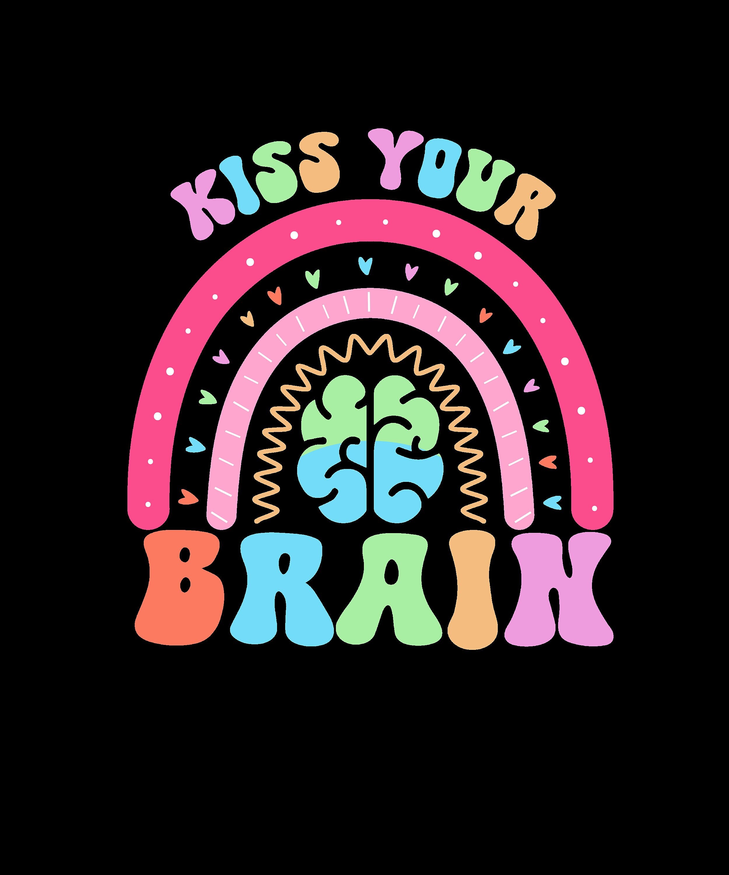 Kiss Your Brain Png Svg, Retro Teacher Shirt Png, Brain Day Png ...