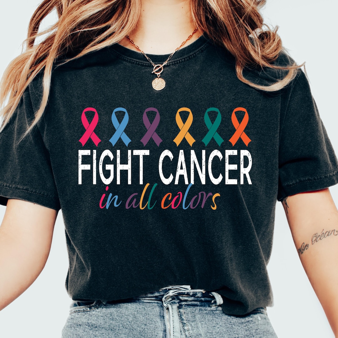 Fight Cancer in All Colors SVG PNG, Multicolored Ribbon , Cancer ...