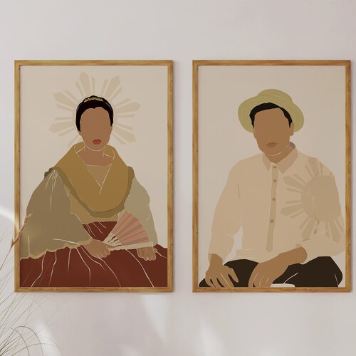 Filipino Gallery Wall Set Filipino Set of 6 Woman and Man - Etsy