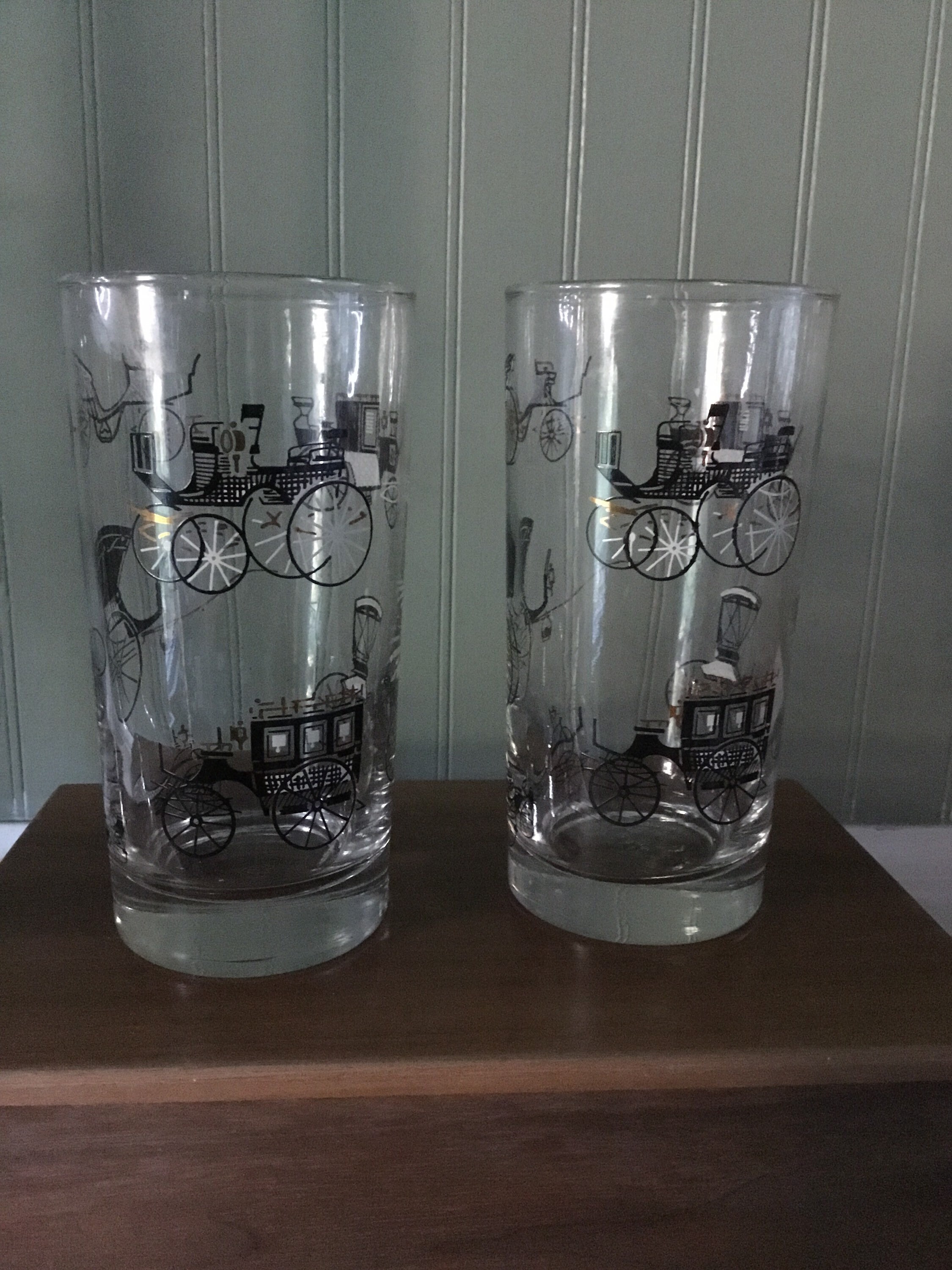 Vintage “old Coaches” - 2 Highball Glasses, Black, Gold,white - Etsy