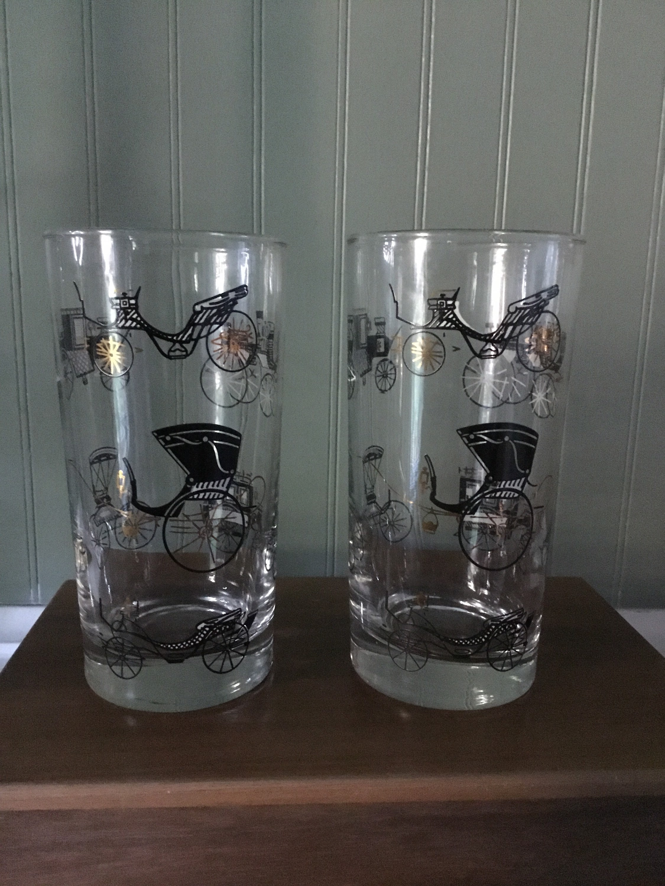 Vintage “old Coaches” - 2 Highball Glasses, Black, Gold,white - Etsy