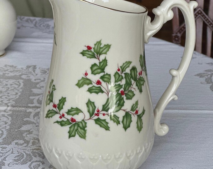 Holly Pitcher by Lenox - Vintage With Scroll Detail Handle and Gold ...