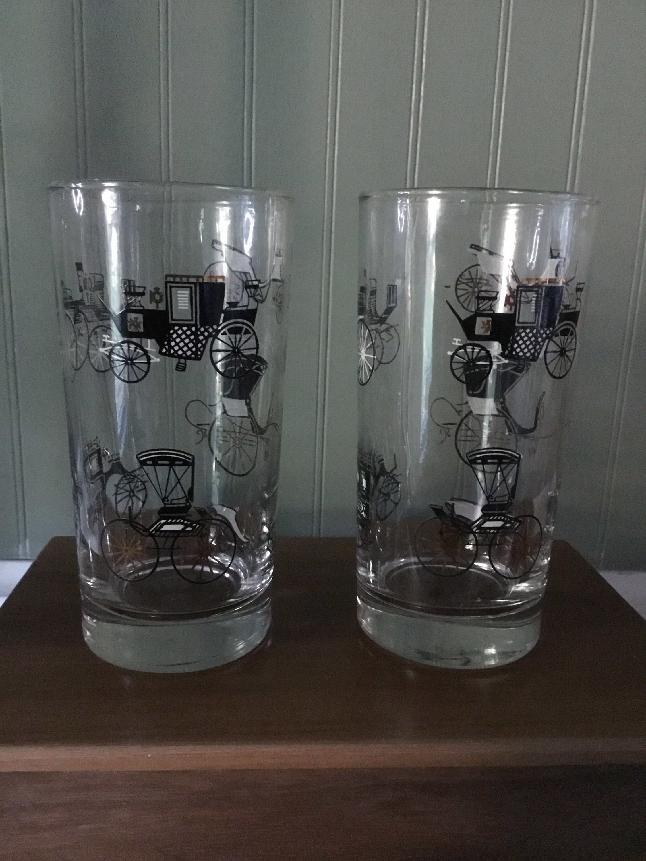 Vintage “old Coaches” - 2 Highball Glasses, Black, Gold,white - Etsy