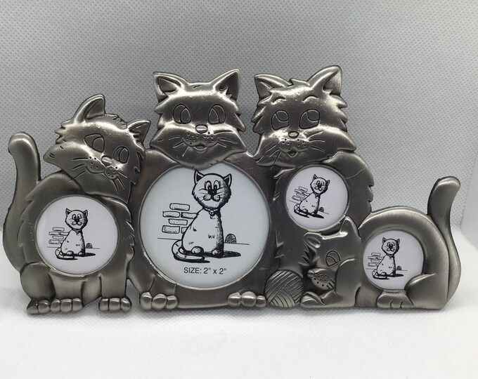 Kitty Cat Photo Frame, 7 Wide 4 Tall, Pewter, Fetco, Kitten Collage ...