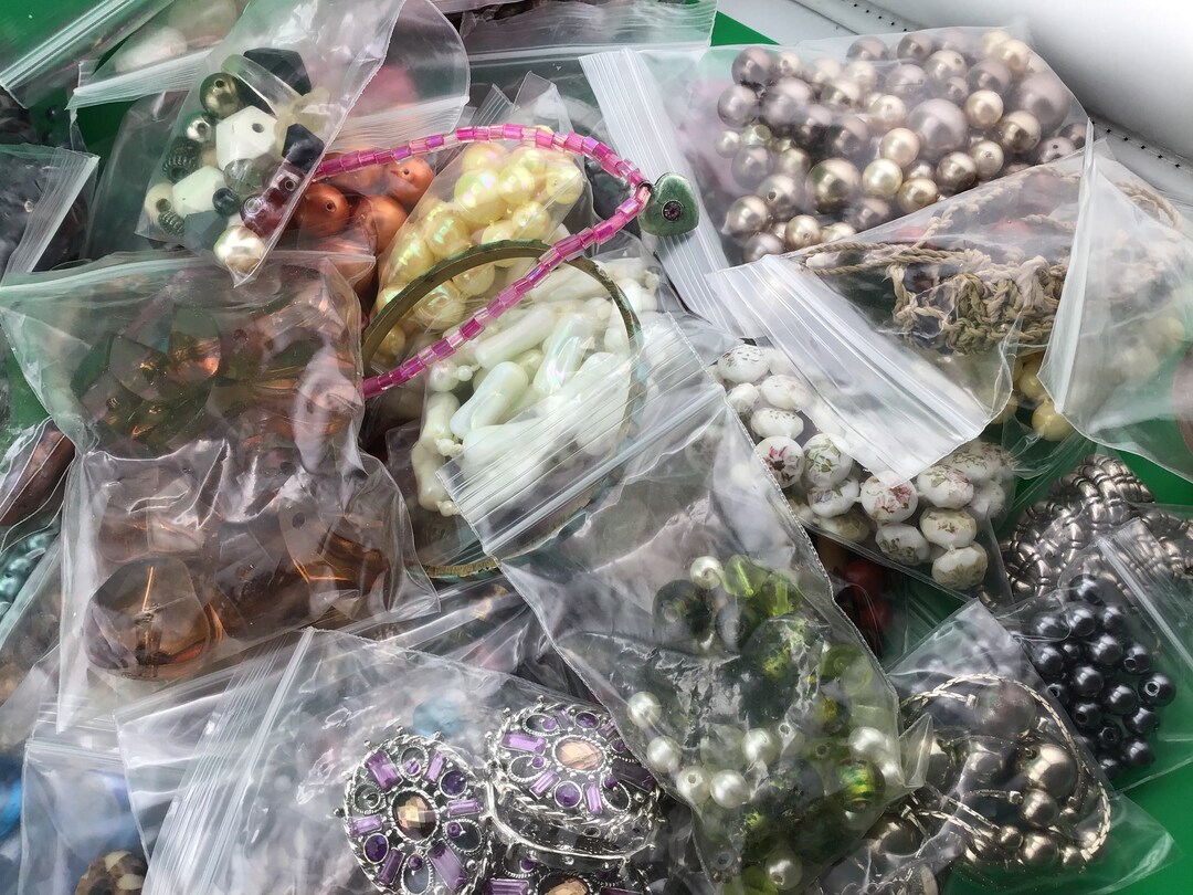 Crafting Bead Lot 5 Lbs. Mixed Materials Glass Swarovski Wooden ...