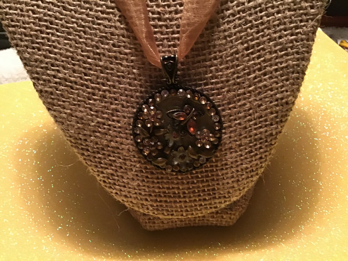 Vintage VOLM Necklace With Fall Color Pendant With Rhinestones - Etsy