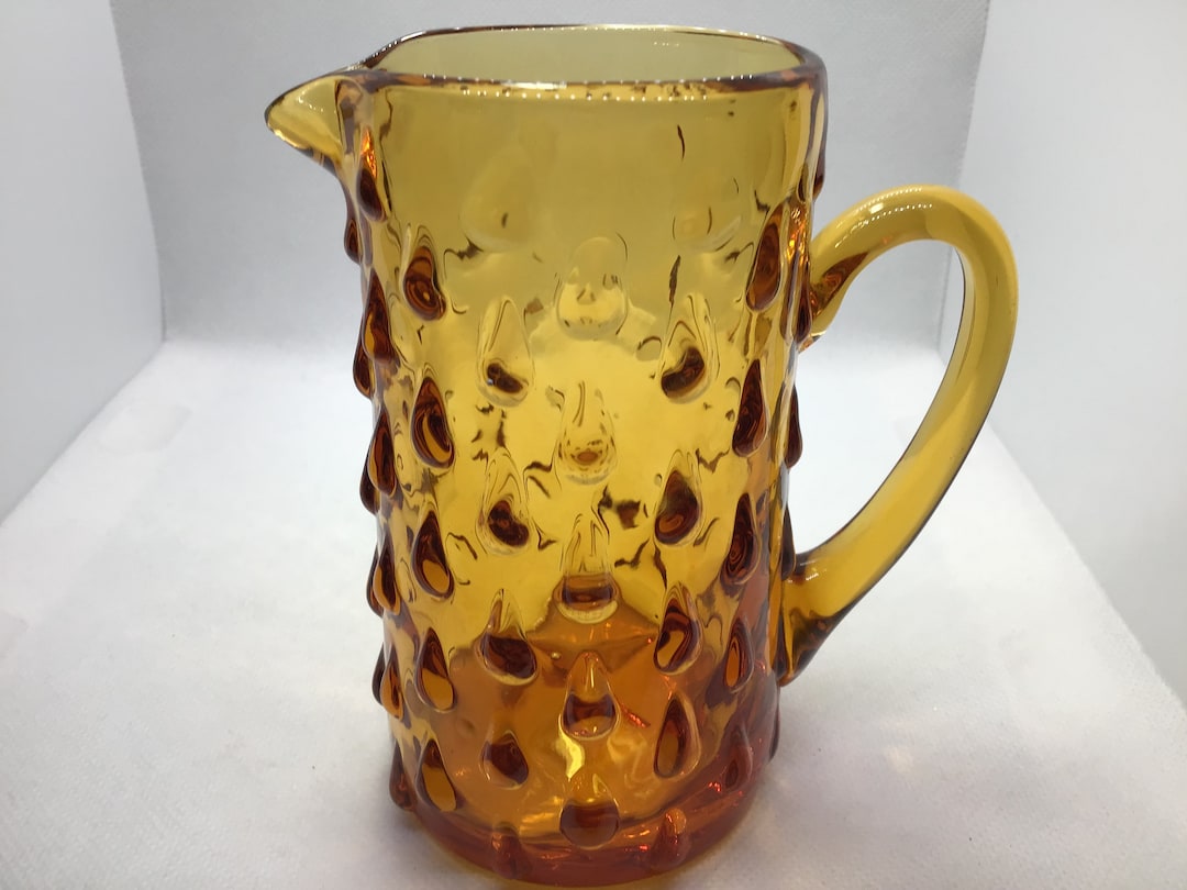 Rainbow Art Glass Pitcher Creamer Amber Vintage Collectible Tear Drop ...