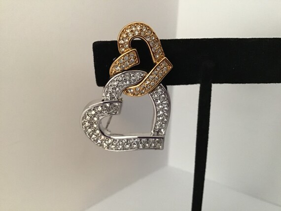 Vintage Swarovski double heart brooch - Gem