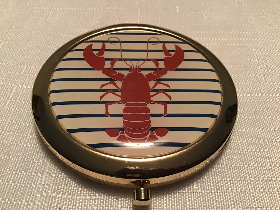Compact VTG Lobster Detail Beachy Nautical Mirrored Hinged Cruise Wear ...