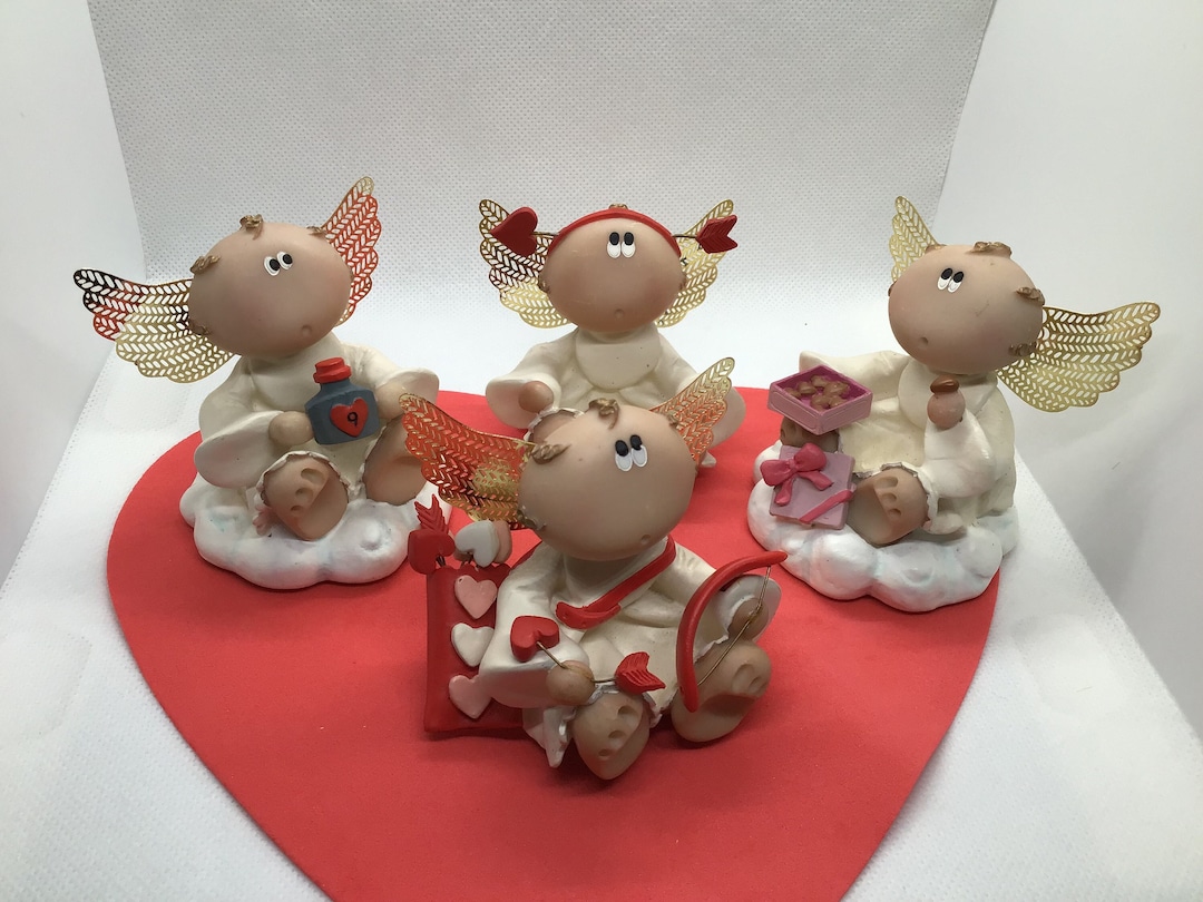 Angel Cheeks Figurine, Valentines Day, Lot of 4, Whimsical, Vintage ...
