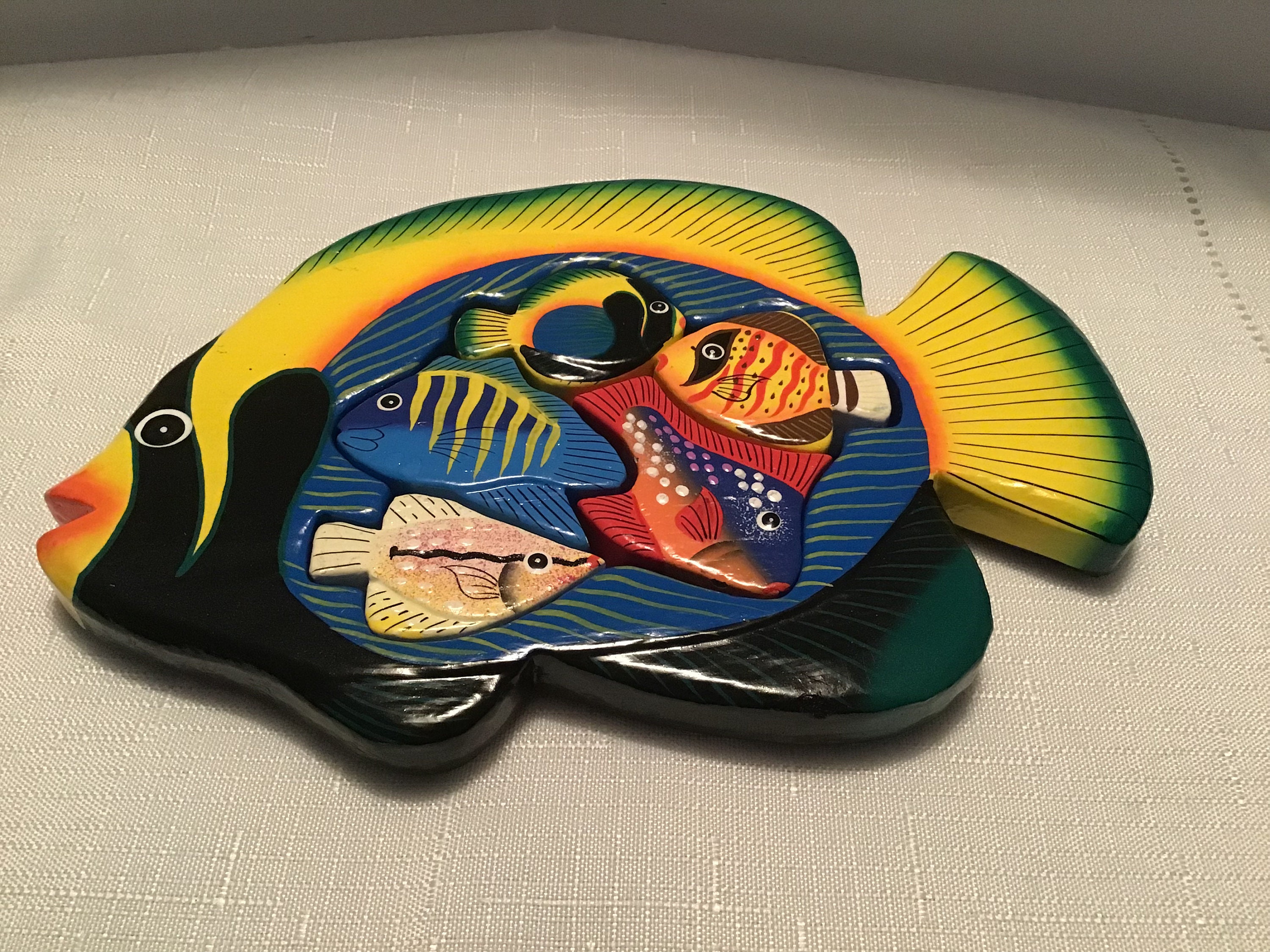 Fish Puzzle Brilliant Colors Hand Painted Indonesian 5 Smaller - Etsy