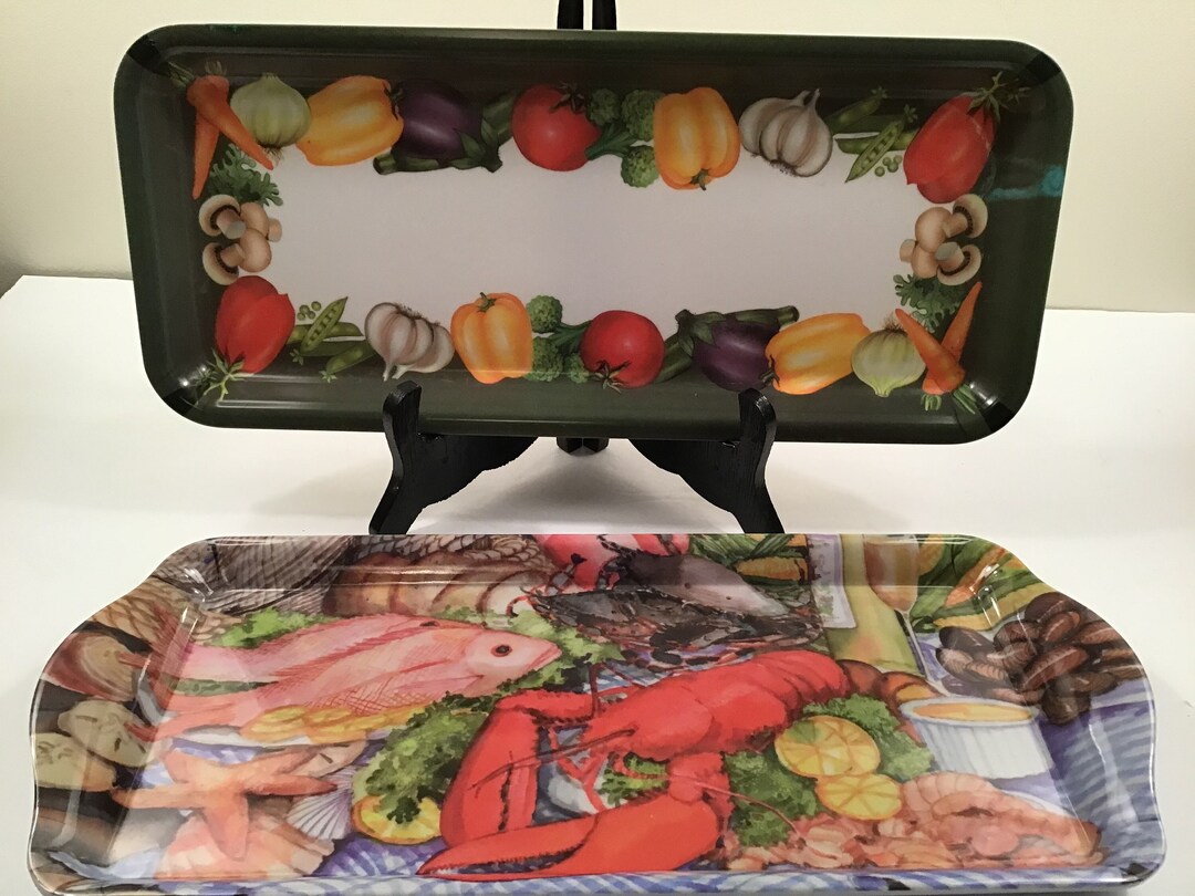 2 Melamine Trays Made in Italy and 1 Made in China Lobster/fish Tray ...