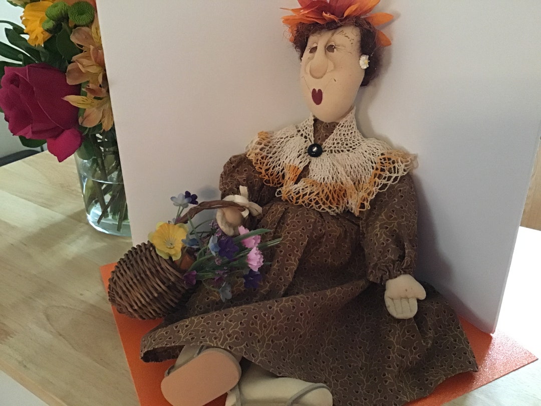 Doll Vintage Hand Painted Doll by Fransen, From 1986, Garden Lady ...