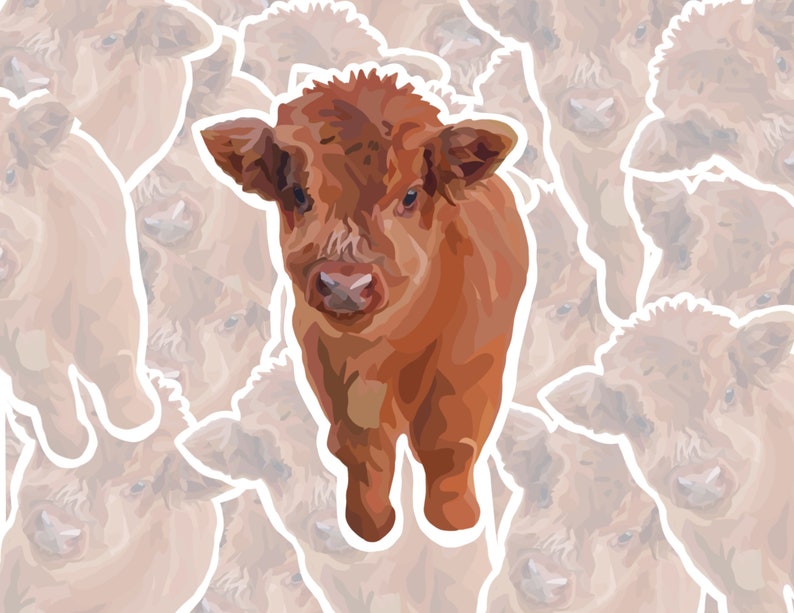 Fluffy Cow Sticker - Etsy