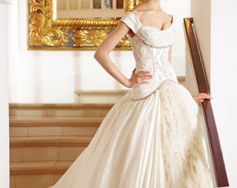 White Classic Satin Wedding Dress Bridal Gown Sample Sale Princess ...