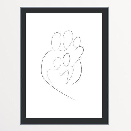 Family of FIVE Line Art Family Art Abstract Wall Print - Etsy