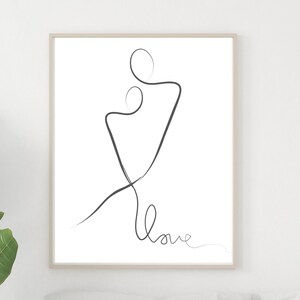 Couples Love Line Art | Abstract Wall Print | Minimalist | Intimate ...