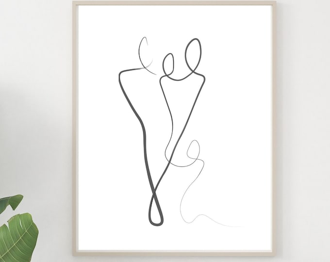 Family of Three Line Art | Family Art | Abstract Wall Print ...
