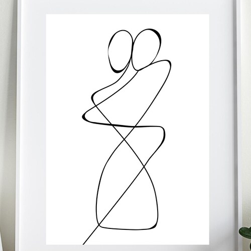 Couple Kissing Line Drawing Abstract Line Drawing Print | Etsy UK