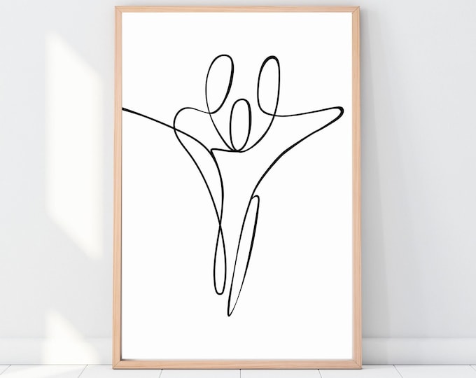 Family of Three Line Art | Family Art | Abstract Wall Print ...