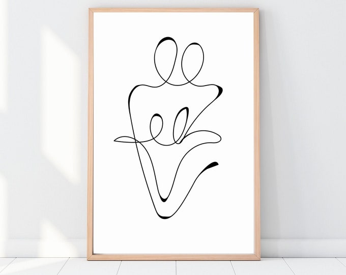 Family of Four Line Art Family Art Abstract Wall Print Minimalist Love ...