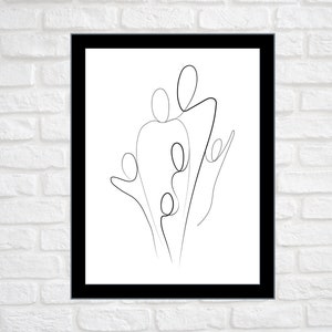 Family of Six Line Art | Family Art | Abstract Wall Print | Minimalist ...