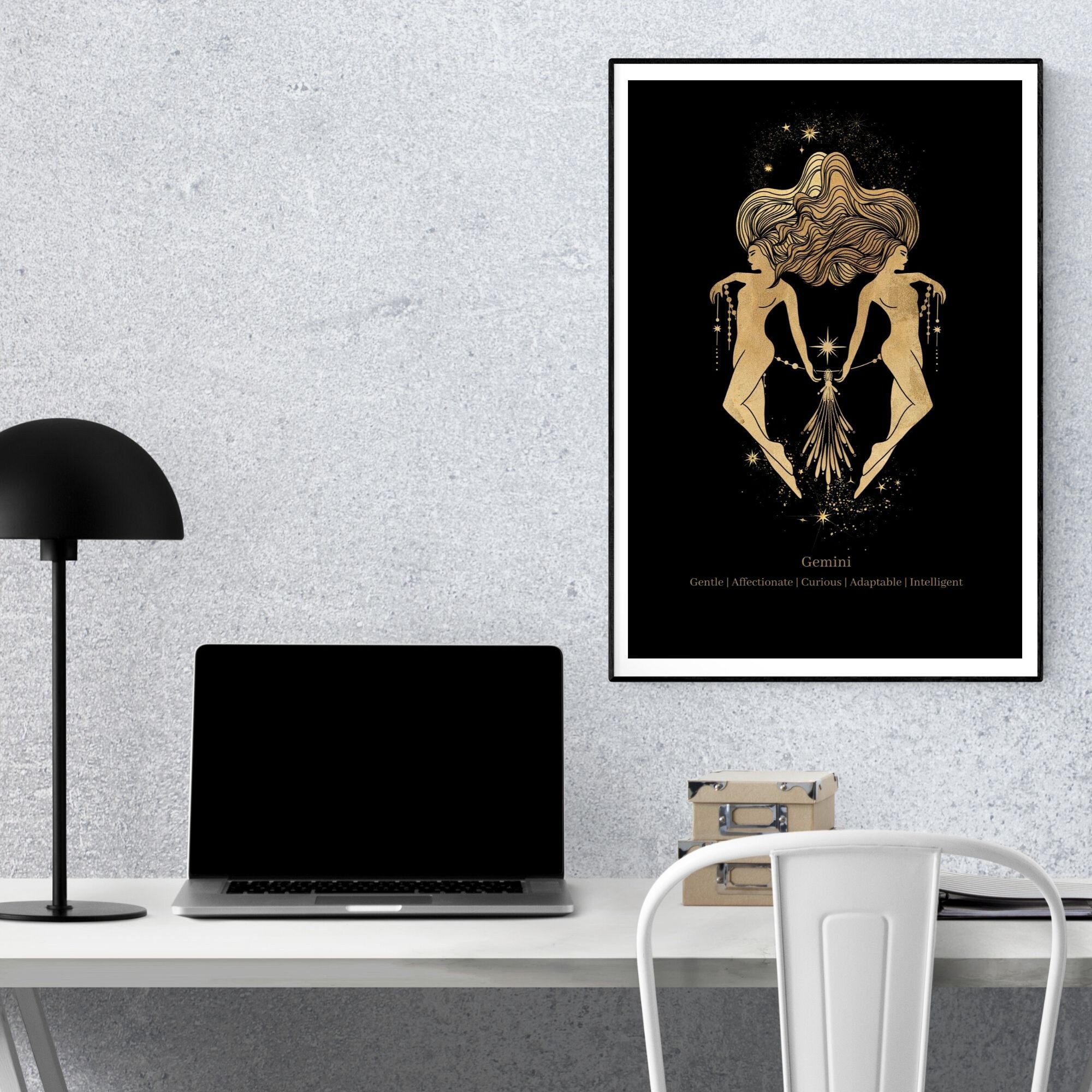 Gemini Zodiac Astrology Digital Print Poster Illustrated Art Wall Print ...