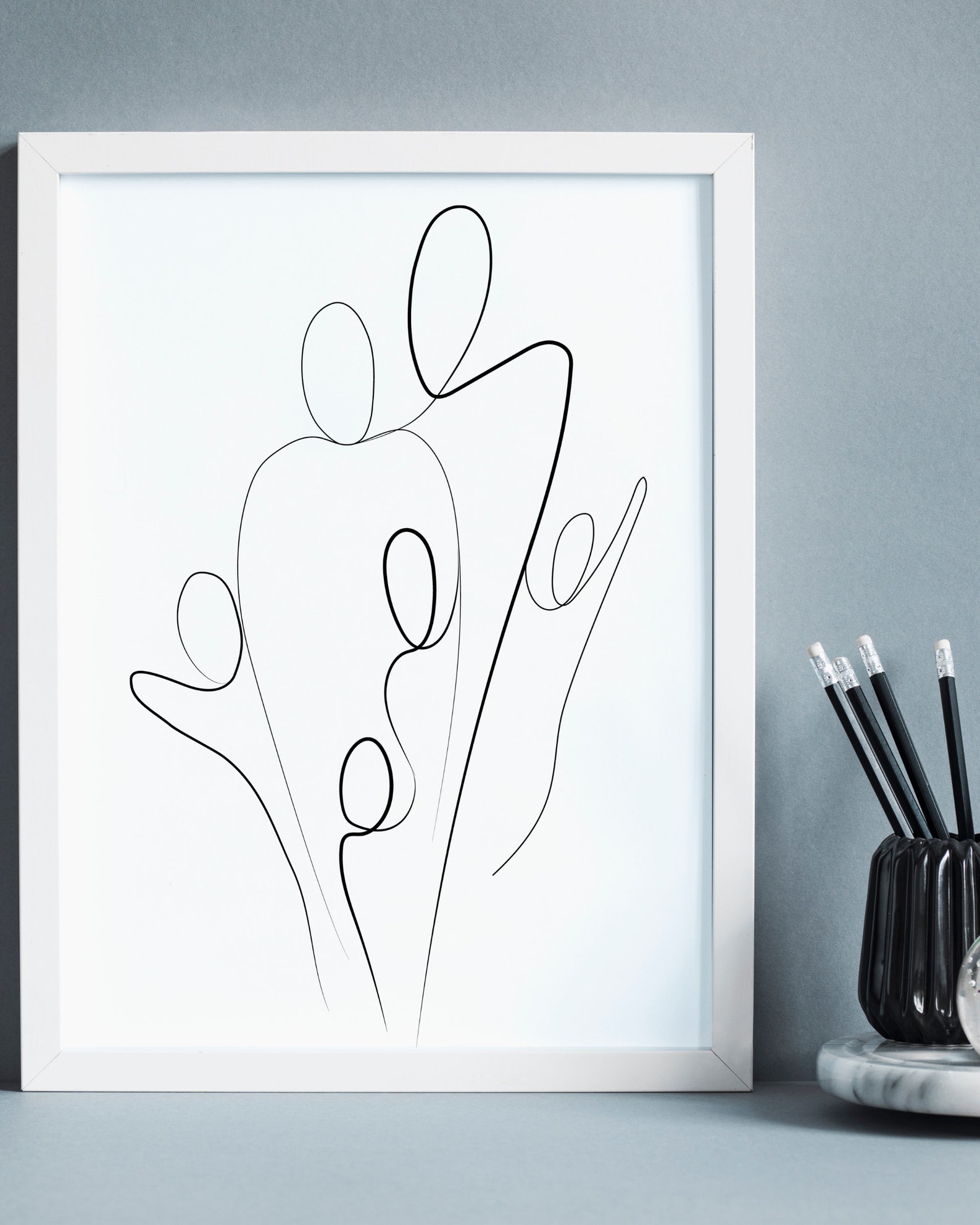Family of Six Line Art | Family Art | Abstract Wall Print | Minimalist ...