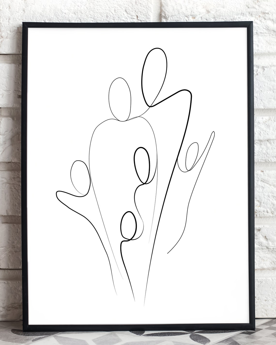 Family of Six Line Art Family Art Abstract Wall Print - Etsy