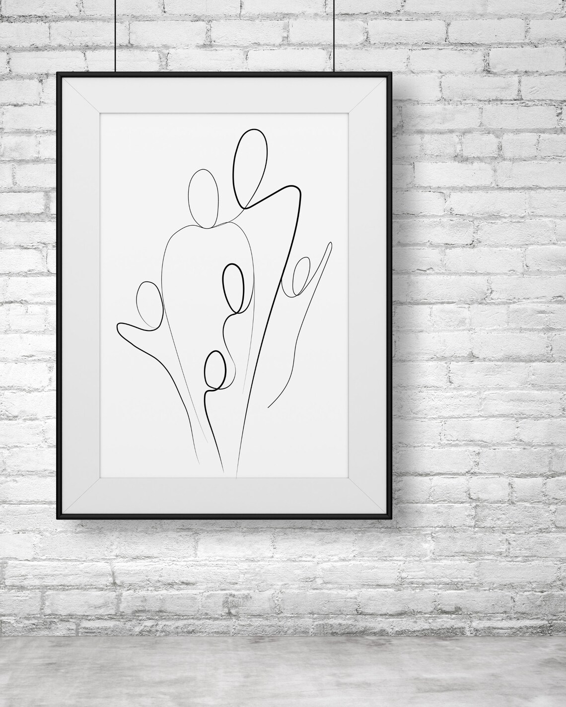 Family of Six Line Art Family Art Abstract Wall Print - Etsy