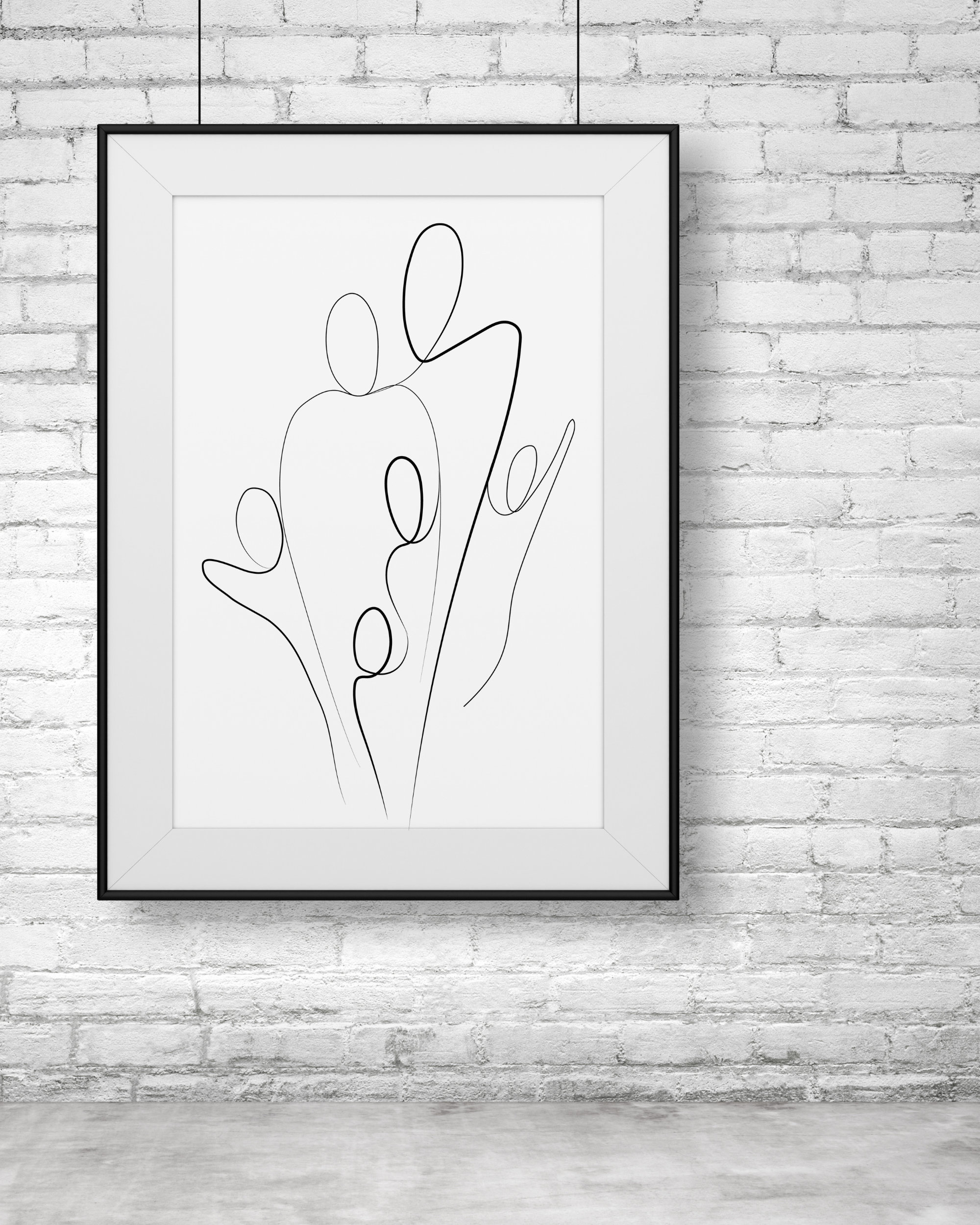 Family of Six Line Art | Family Art | Abstract Wall Print | Minimalist ...
