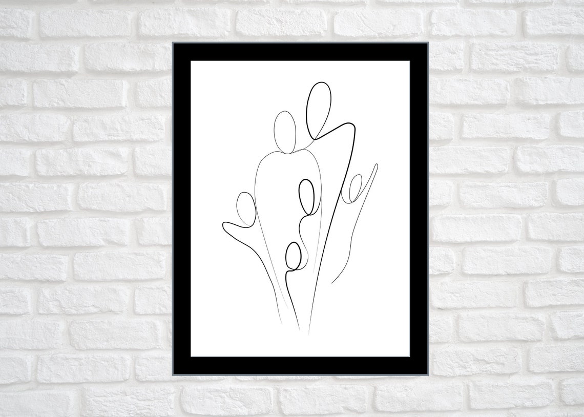 Family of Six Line Art Family Art Abstract Wall Print - Etsy