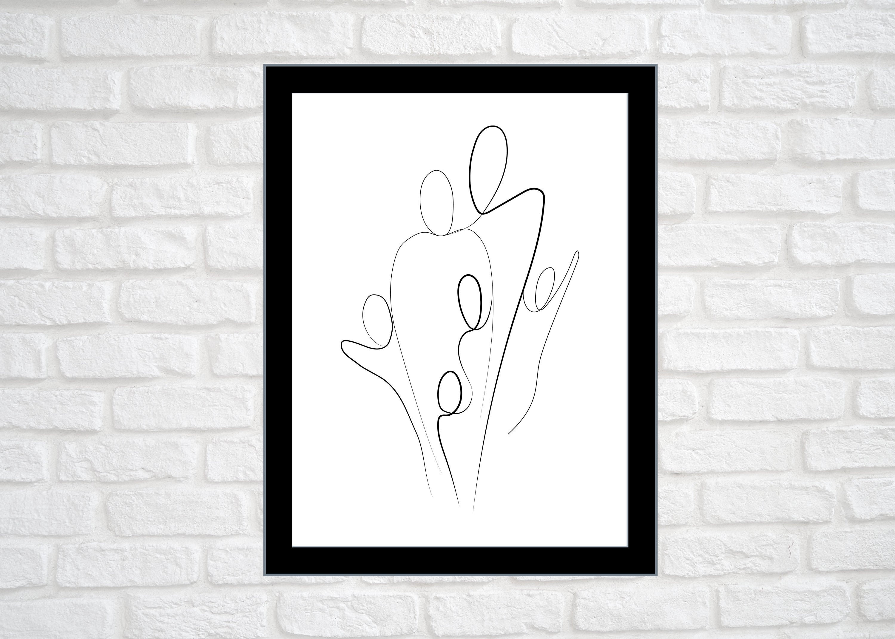 Family of Six Line Art | Family Art | Abstract Wall Print | Minimalist ...