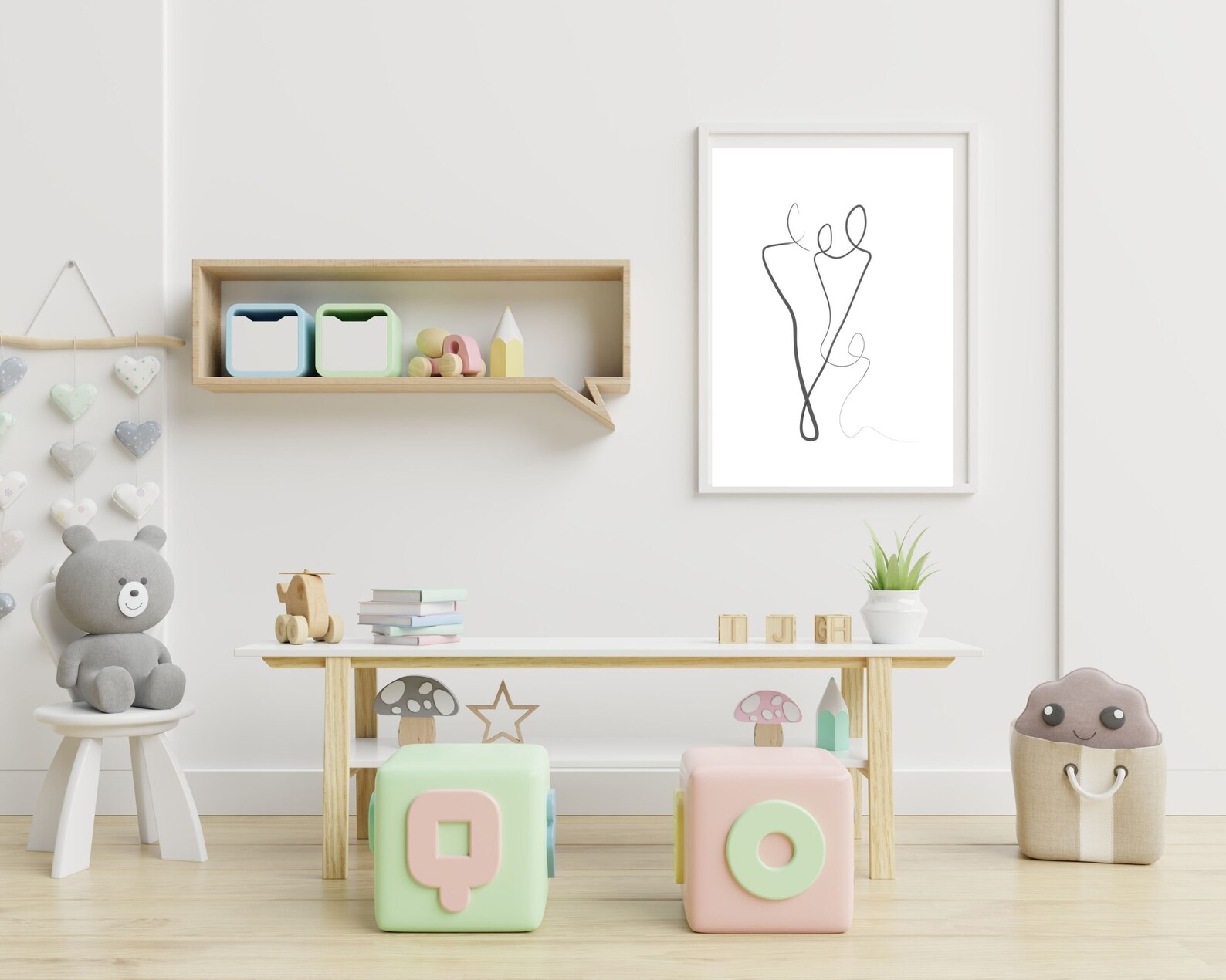 Family of Four Line Art V2 | Family Art | Abstract Wall Print ...