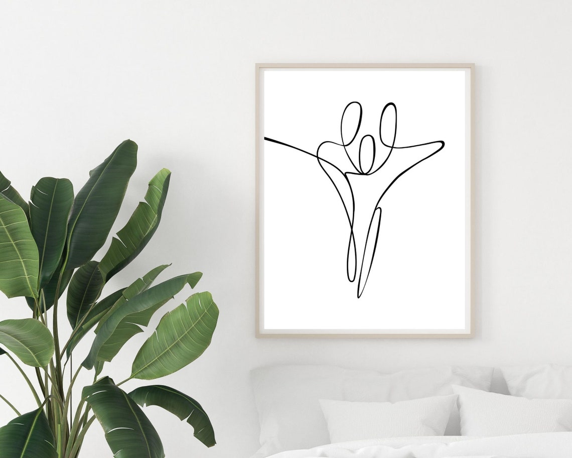 Family of Three Line Art Family Art Abstract Wall Print - Etsy