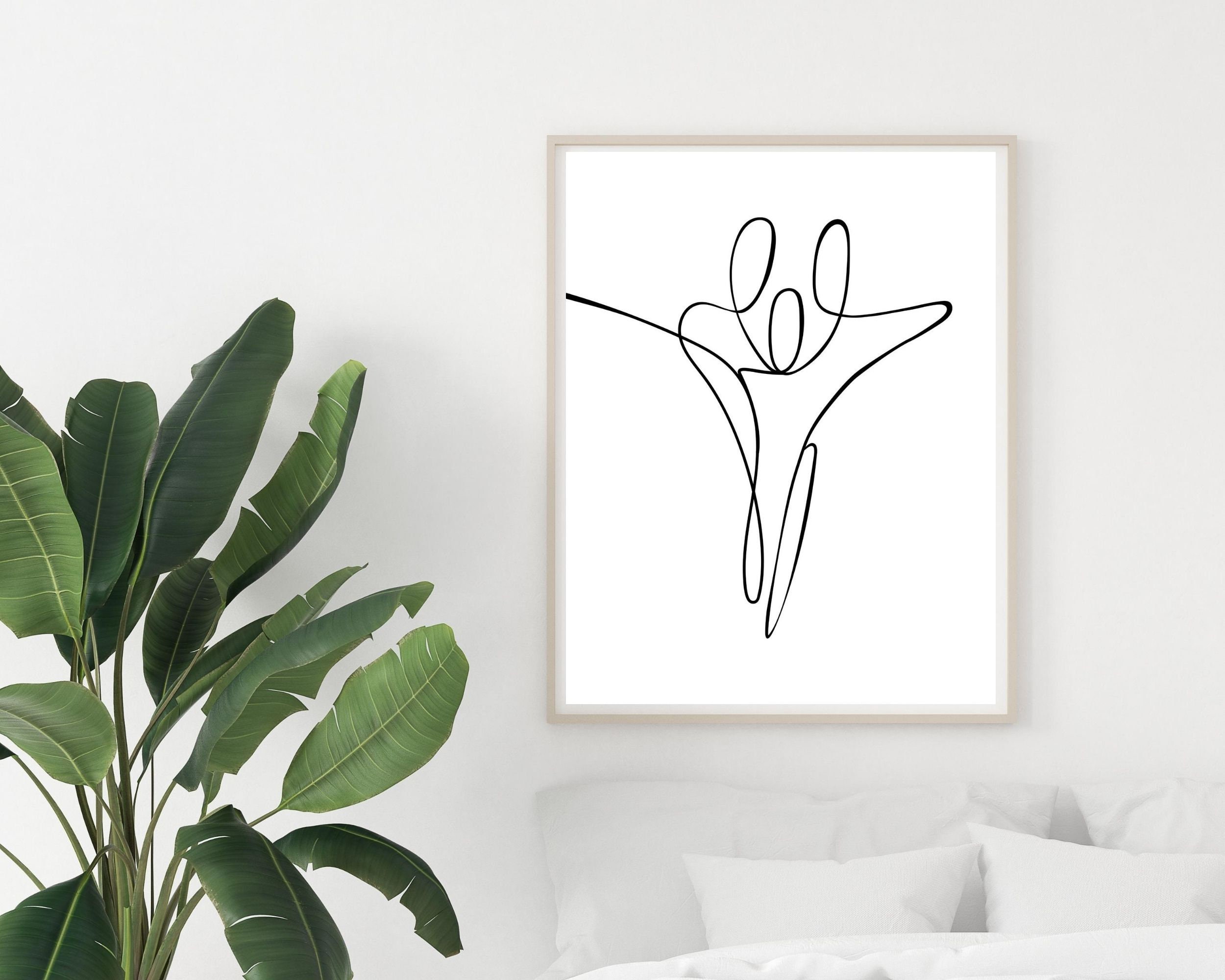 Family of Three Line Art | Family Art | Abstract Wall Print ...