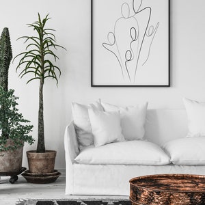 Family of Six Line Art | Family Art | Abstract Wall Print | Minimalist ...