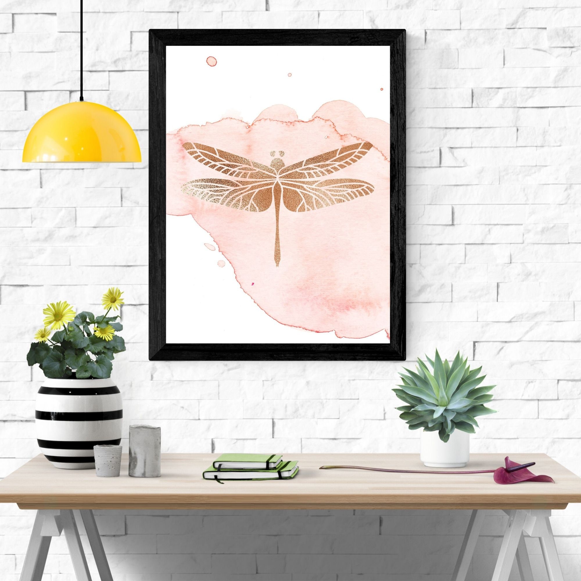 Geometric Dragonfly Watercolour Wall Art Digital Art - Etsy