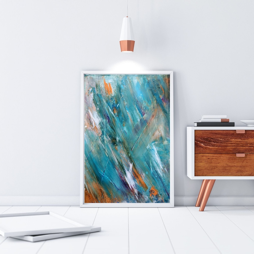 Acrylic | Abstract Art | Blue and Orange Art | Expressive | Digital Art ...