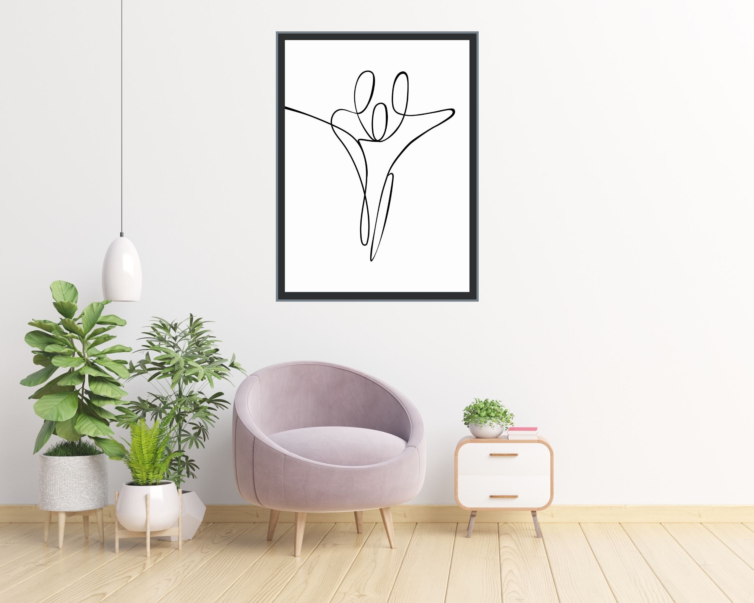 Family of Three Line Art Family Art Abstract Wall Print - Etsy