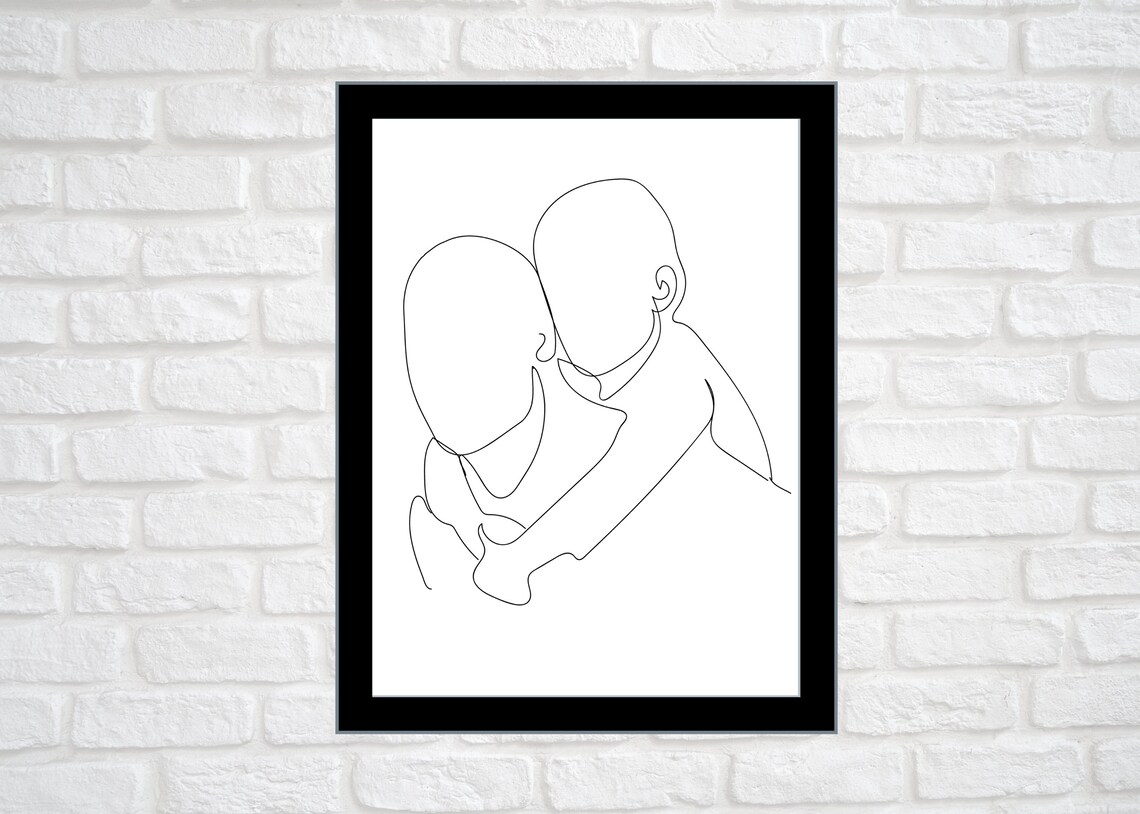 Father and Son Line Art | Dad and Child | Abstract Wall Print ...