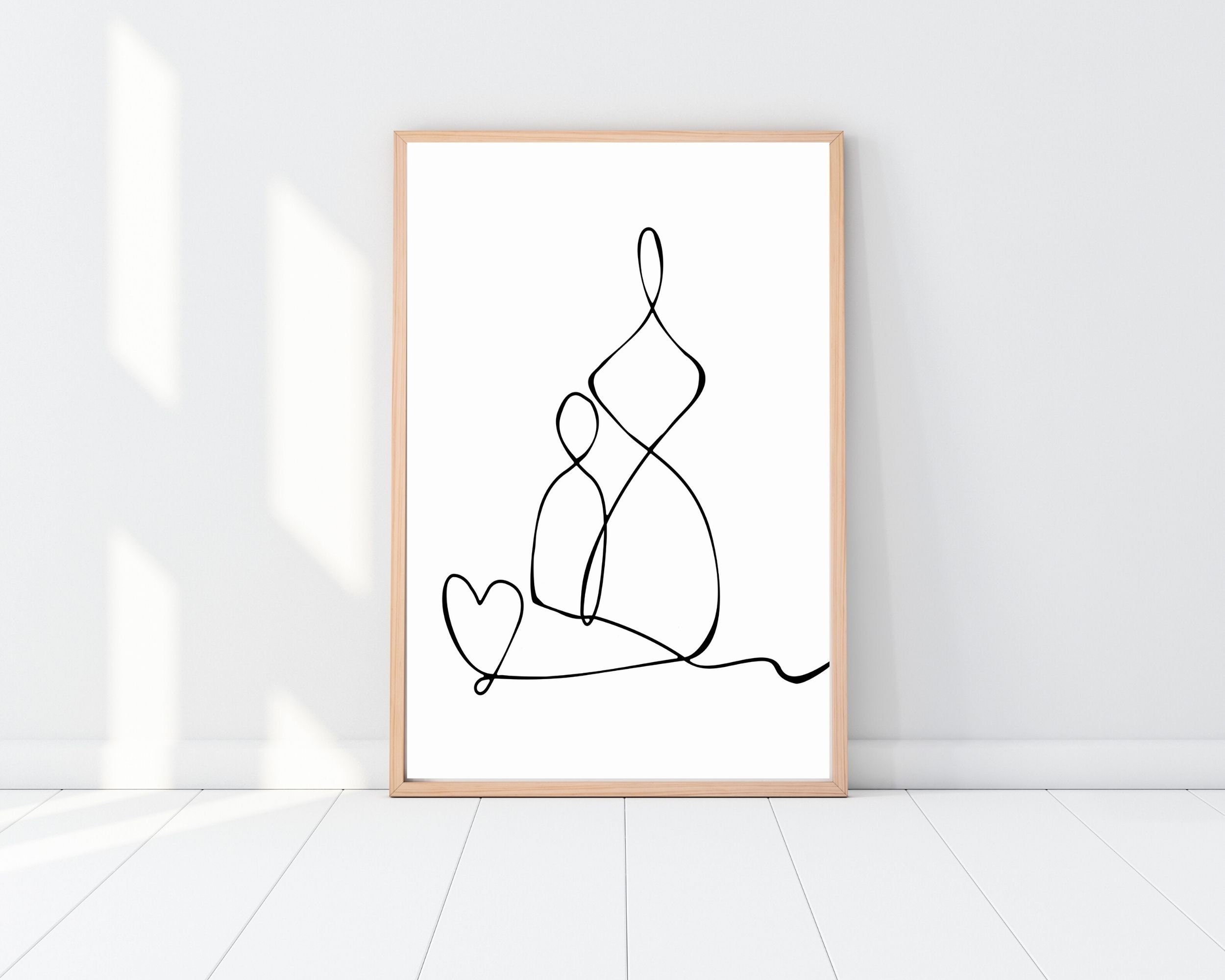 Mother and Child Line Art Grandmother and Child Abstract | Etsy