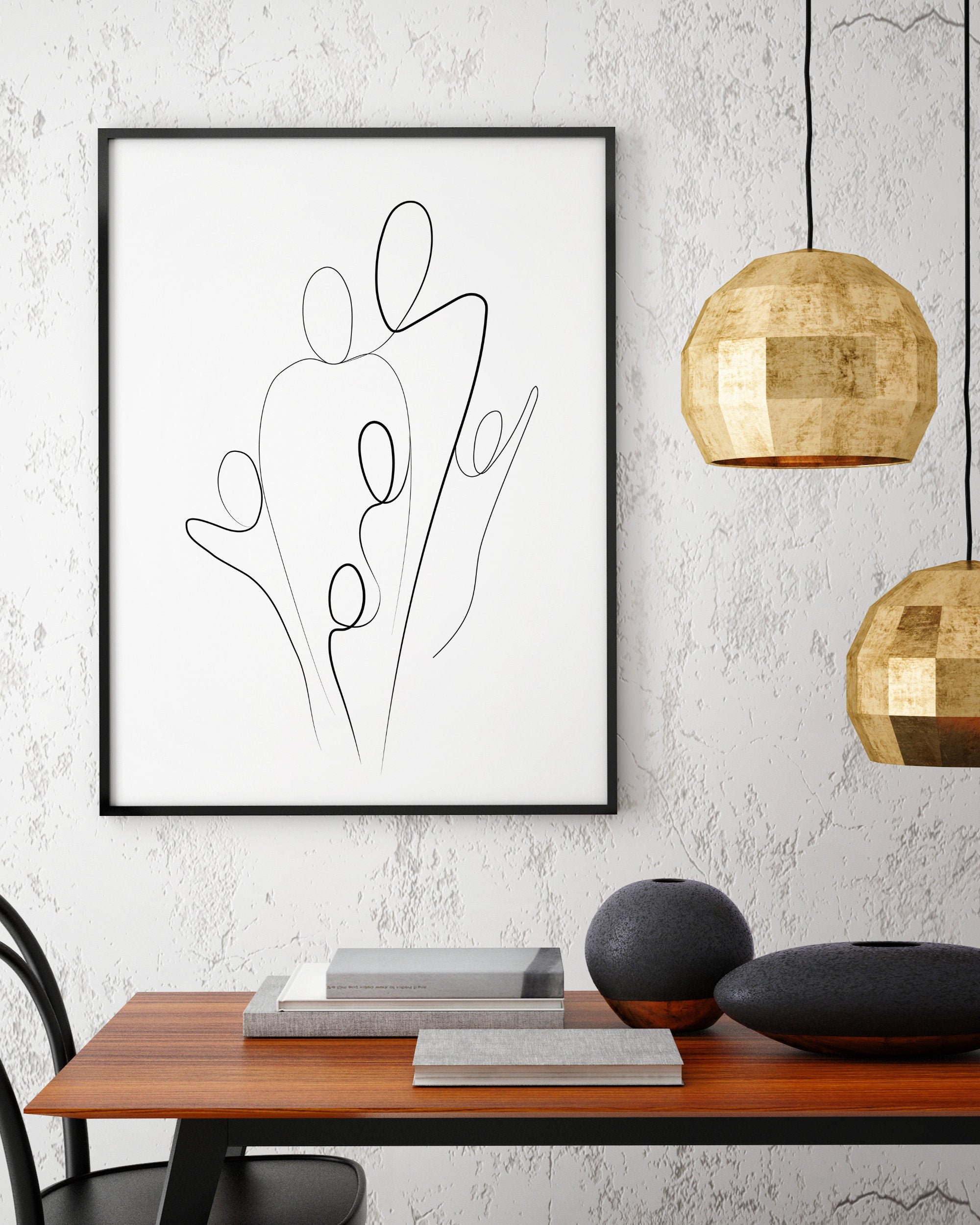 Family of Six Line Art | Family Art | Abstract Wall Print | Minimalist ...