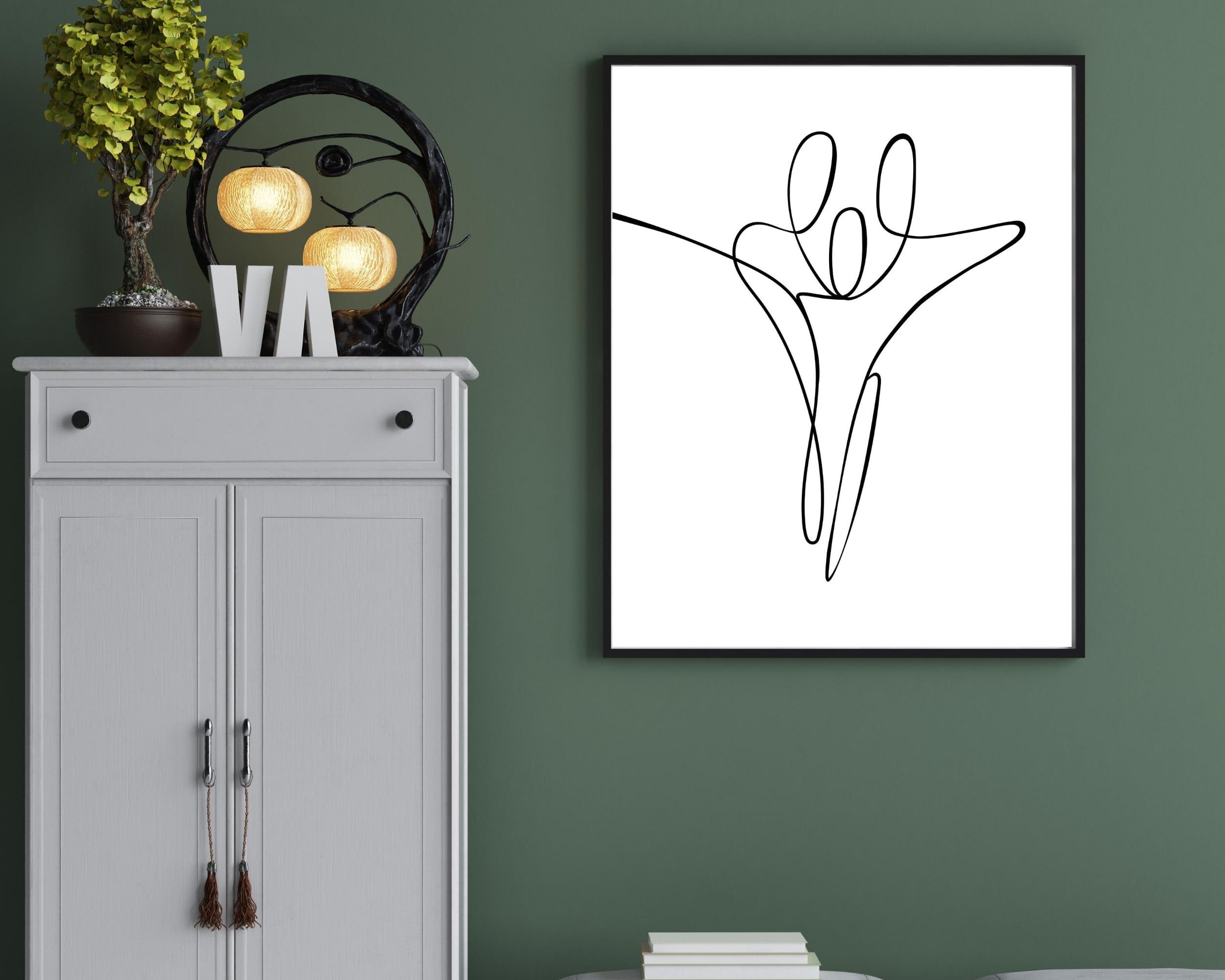 Family of Three Line Art | Family Art | Abstract Wall Print ...
